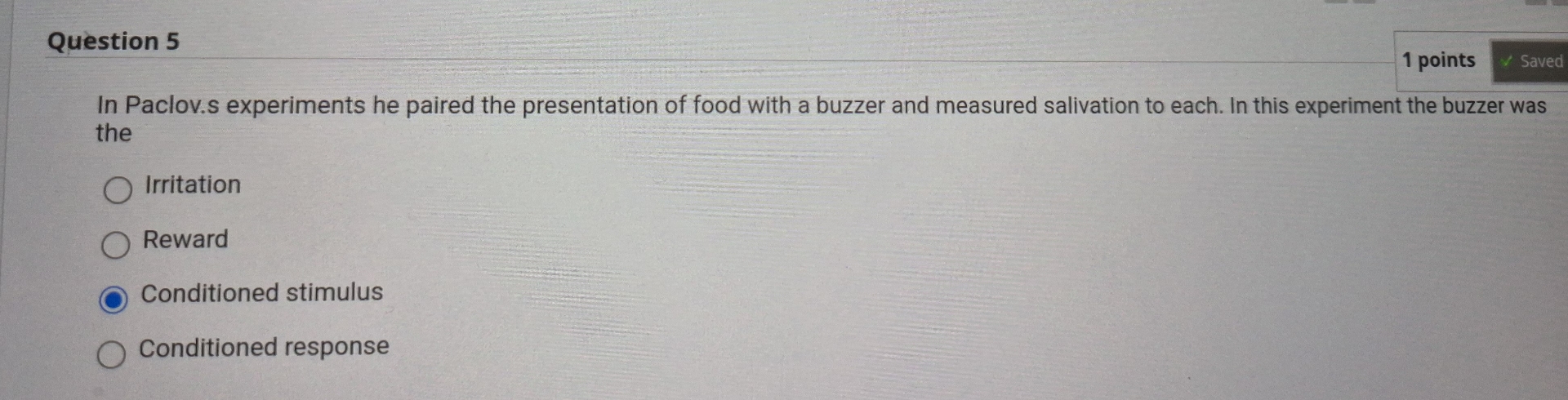 Solved Question 51 ﻿pointsIn Paclov.s experiments he paired | Chegg.com