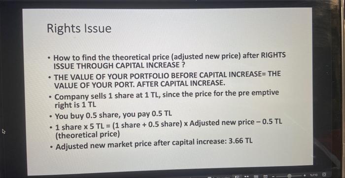 Rights Issue - How to find the theoretical price | Chegg.com