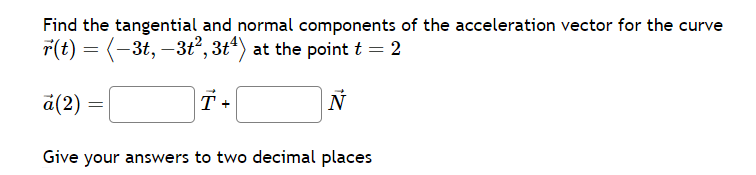 Solved Find the tangential and normal components of the | Chegg.com