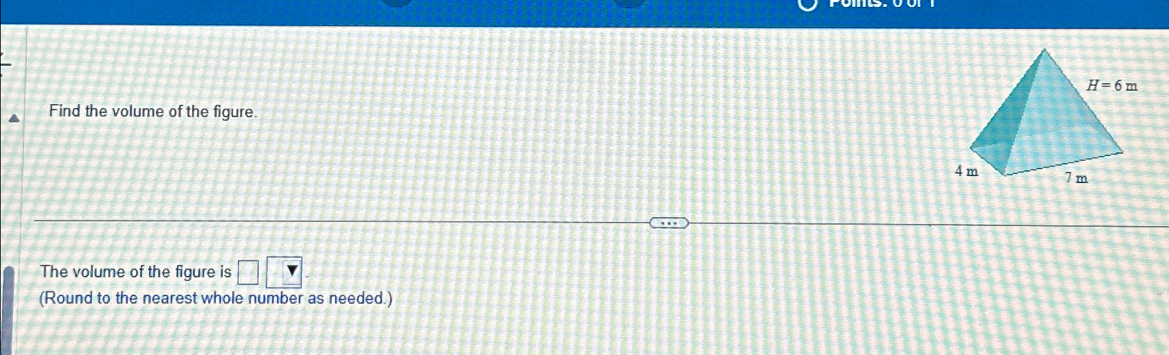 Solved Find the volume of the figure.The volume of the | Chegg.com