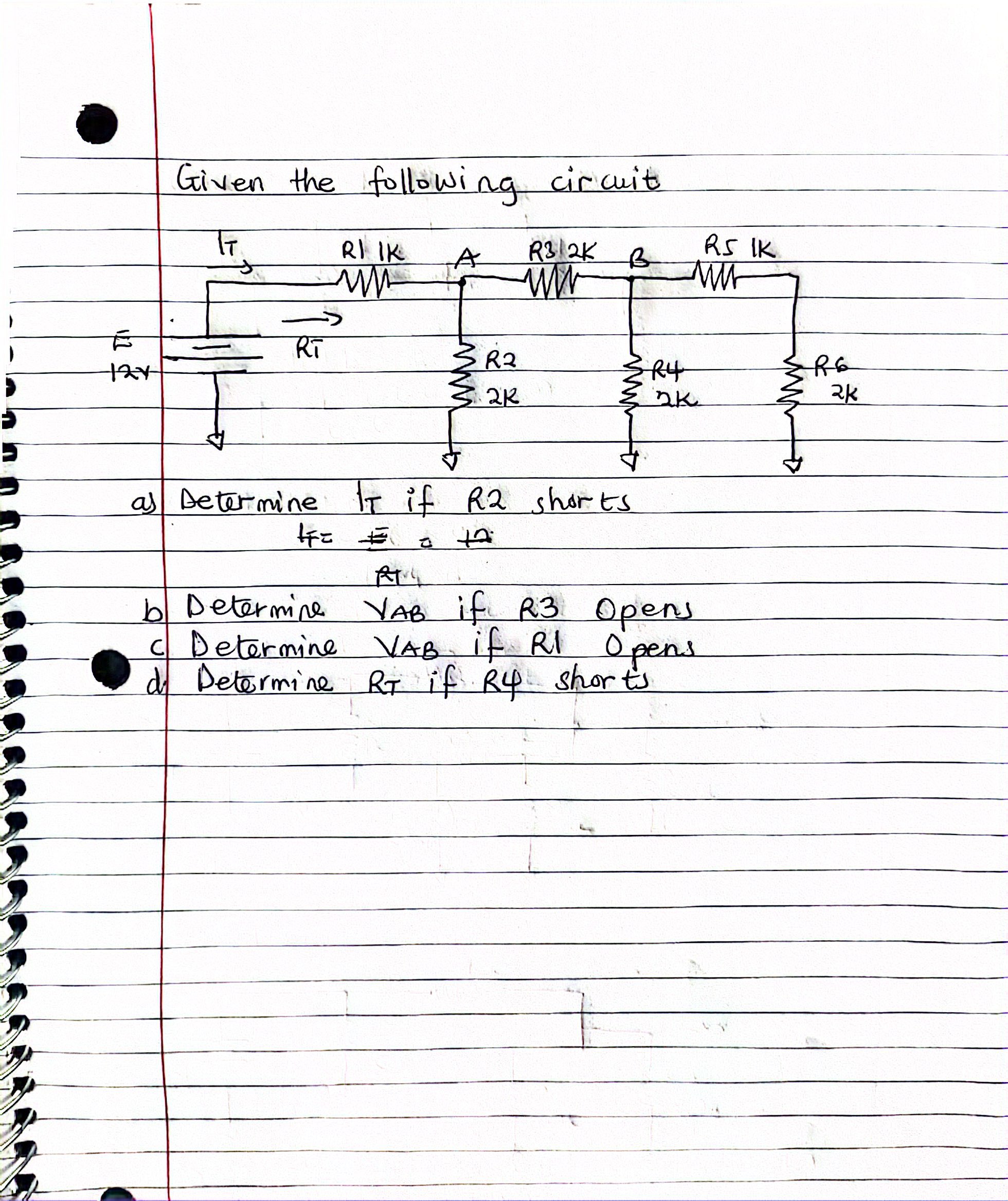 Solved Given the following circuita) ﻿Determine IT ﻿if R2 | Chegg.com