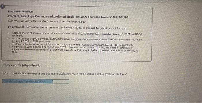 Solved Requlred informntion Problem 8-25 (Algo) Common and | Chegg.com