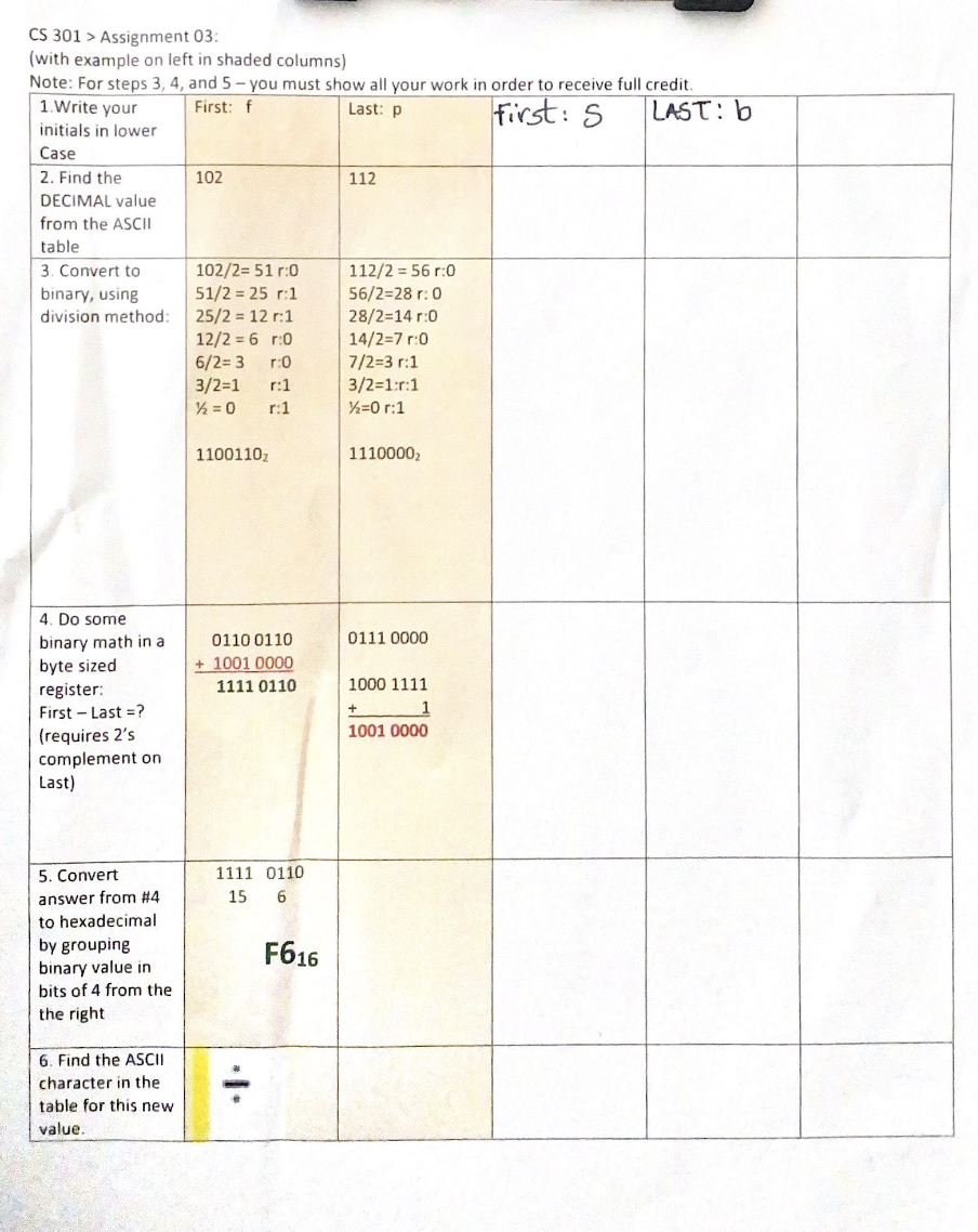 Solved CS 301 > ﻿Assignment 03:(with example on left in | Chegg.com