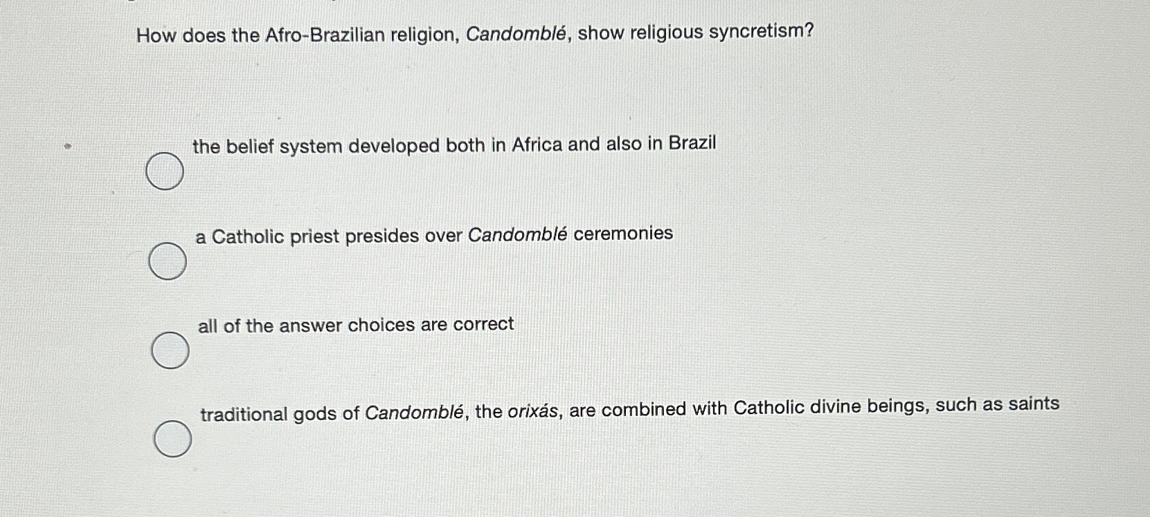 How does the Afro-Brazilian religion, Candomblé, | Chegg.com