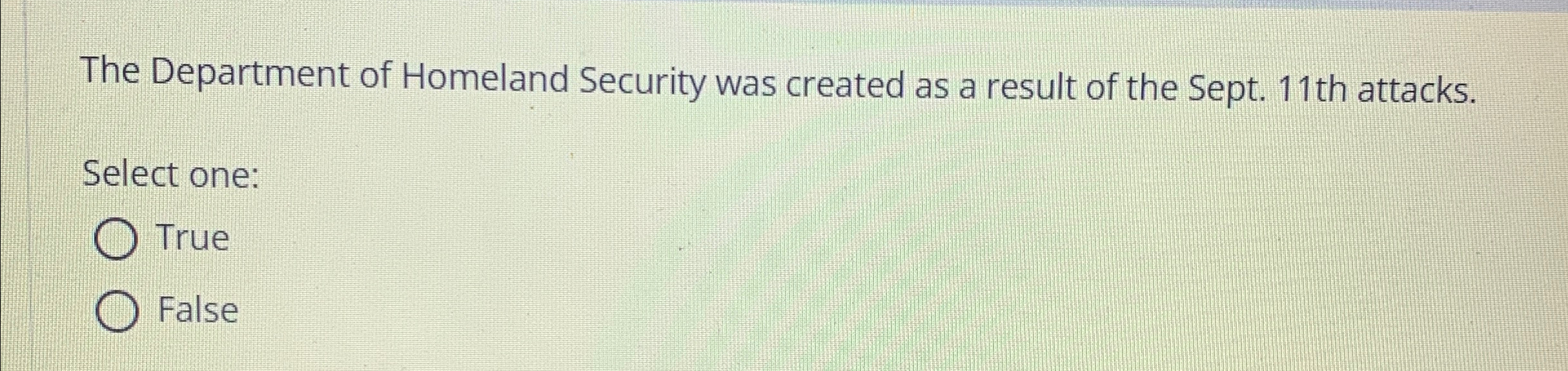 Solved The Department of Homeland Security was created as a | Chegg.com