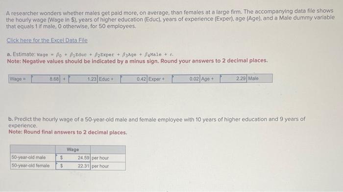 Solved A researcher wonders whether males get paid more, on | Chegg.com Solved A researcher wonders whether males get paid more, on | Chegg.com