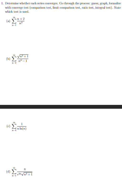 Solved Determine whether each series converges. Go through | Chegg.com
