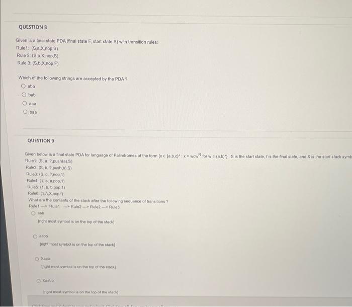 Solved Given is a final state PDA (final state F, start | Chegg.com