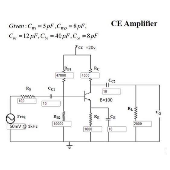 Solved Given: CWi=5pF,CWO=8pF,CE | Chegg.com