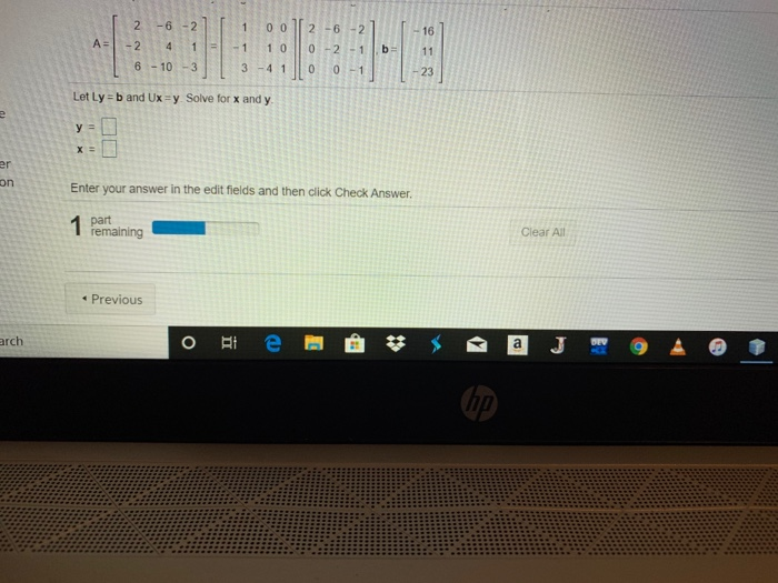Solved Solve The Equation Ax B By Using The Lu Factorization