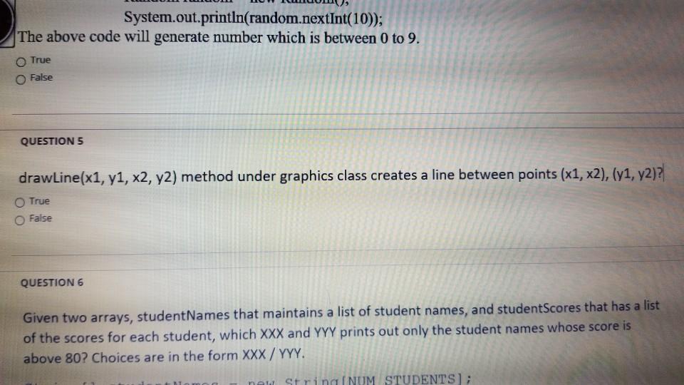 Solved System.out.println(random.nextInt(10)); The above | Chegg.com