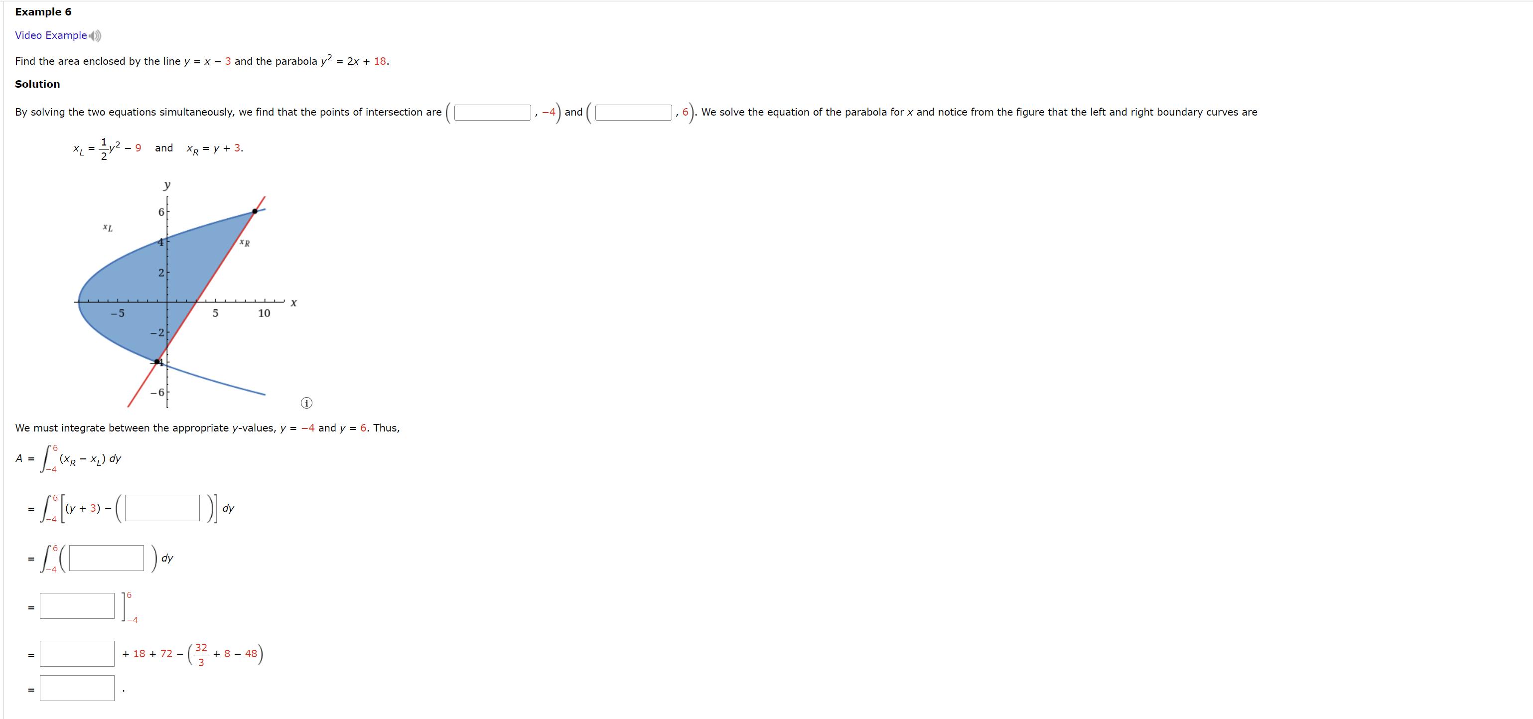 Solved Example 6Video Example (1))Find the area enclosed by | Chegg.com