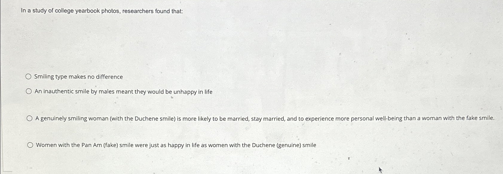 Solved In a study of college yearbook photos, researchers | Chegg.com