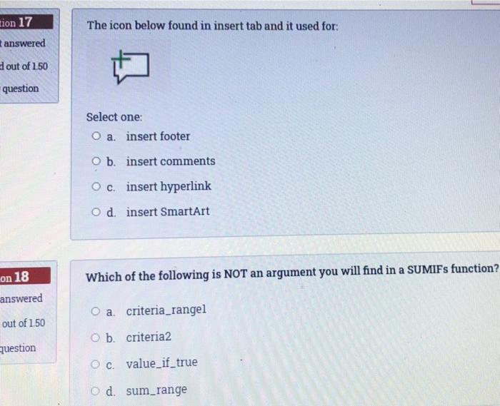Solved The icon below found in insert tab and it used for: | Chegg.com