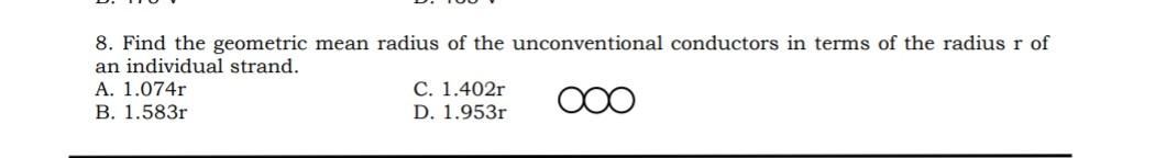 Solved 8. Find the geometric mean radius of the | Chegg.com