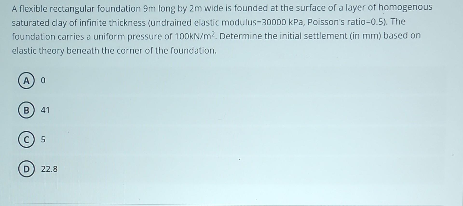 Solved A flexible rectangular foundation 9 m long by 2 m | Chegg.com