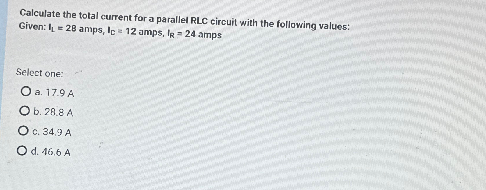 Solved Calculate the total current for a parallel RLC | Chegg.com