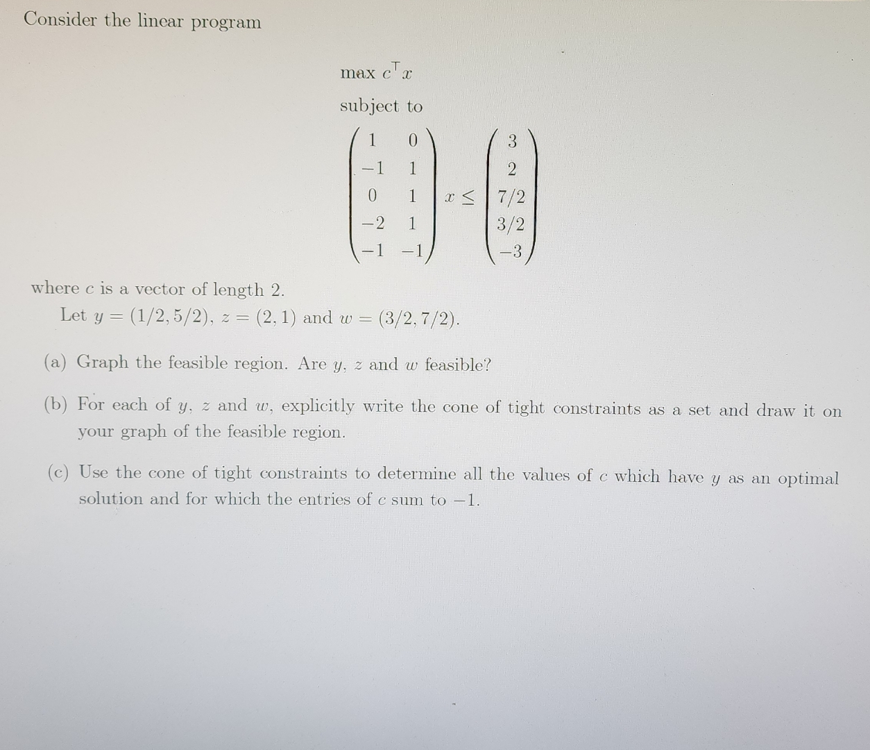 Solved Consider the linear | Chegg.com