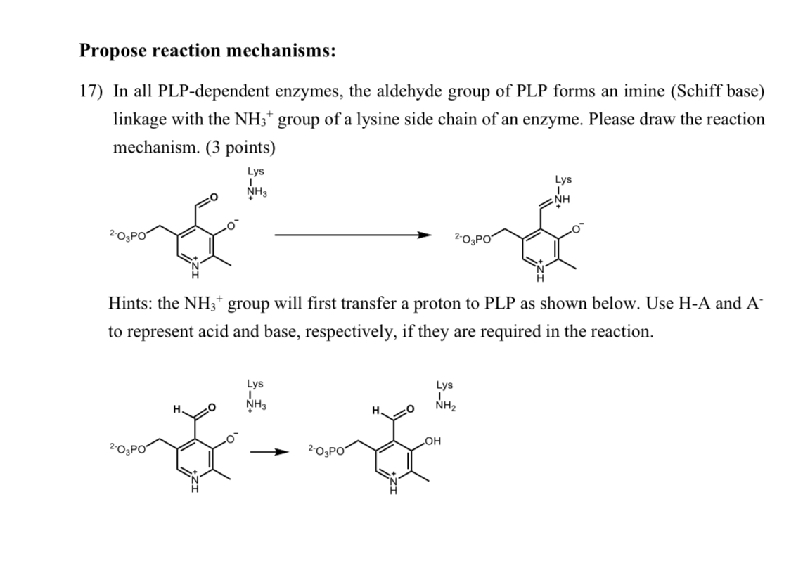Solved Propose reaction mechanisms:In all PLP-dependent | Chegg.com