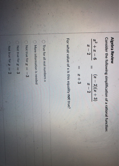 Solved Algebra Review Consider the following simplification | Chegg.com