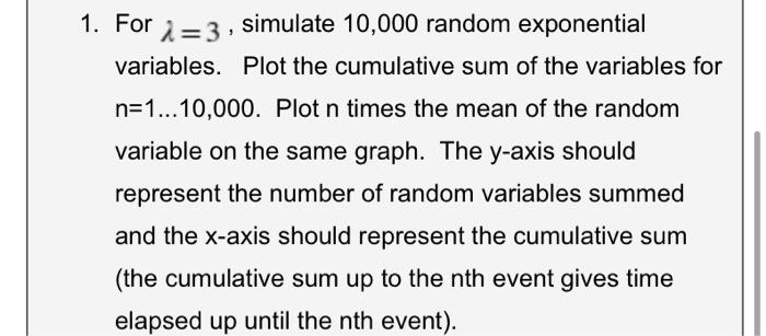 Solved 1. For i = 3, simulate 10,000 random exponential | Chegg.com