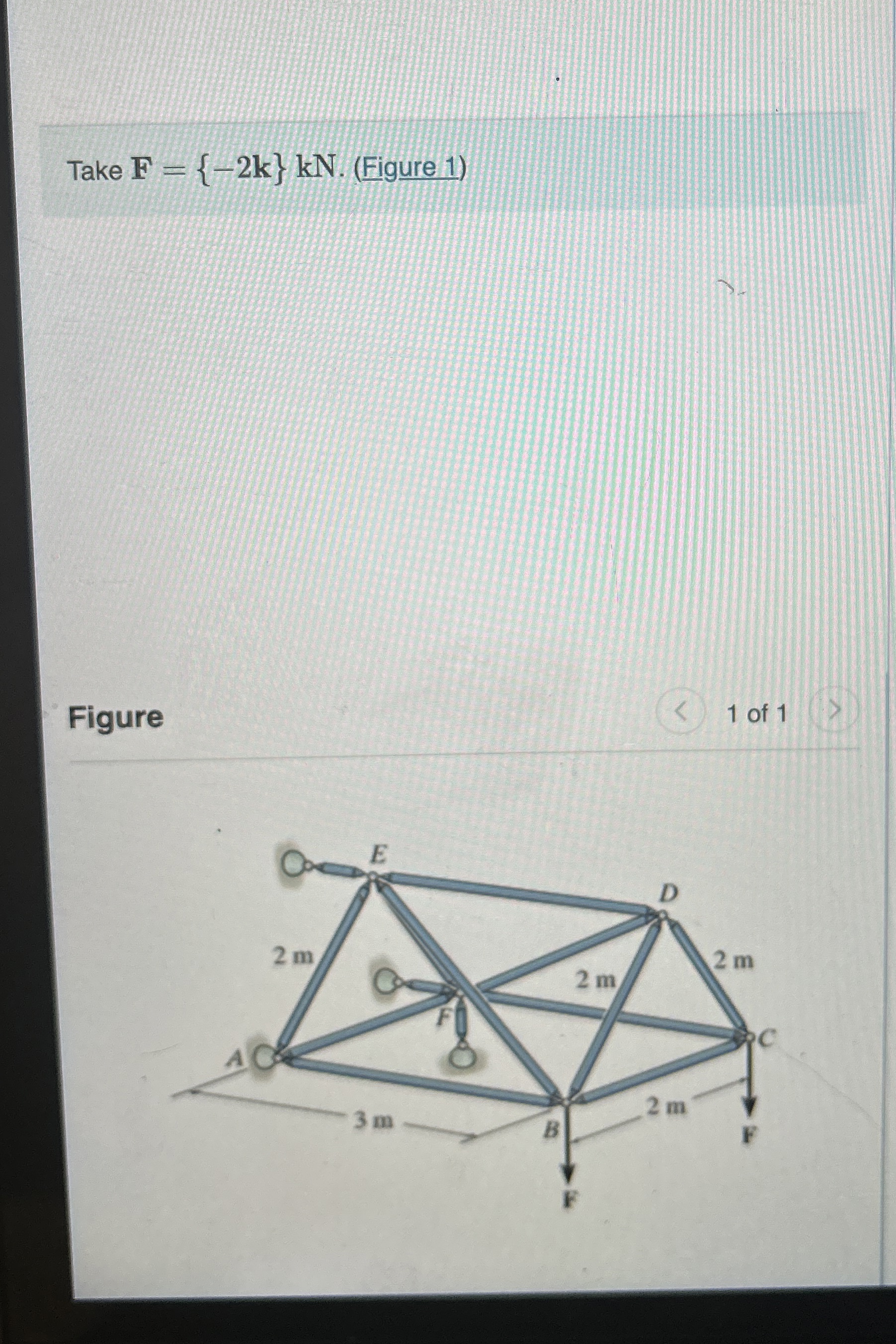 Solved Take F={-2k}kN. (Figure 1)Figure1 ﻿of 1Determine the | Chegg.com