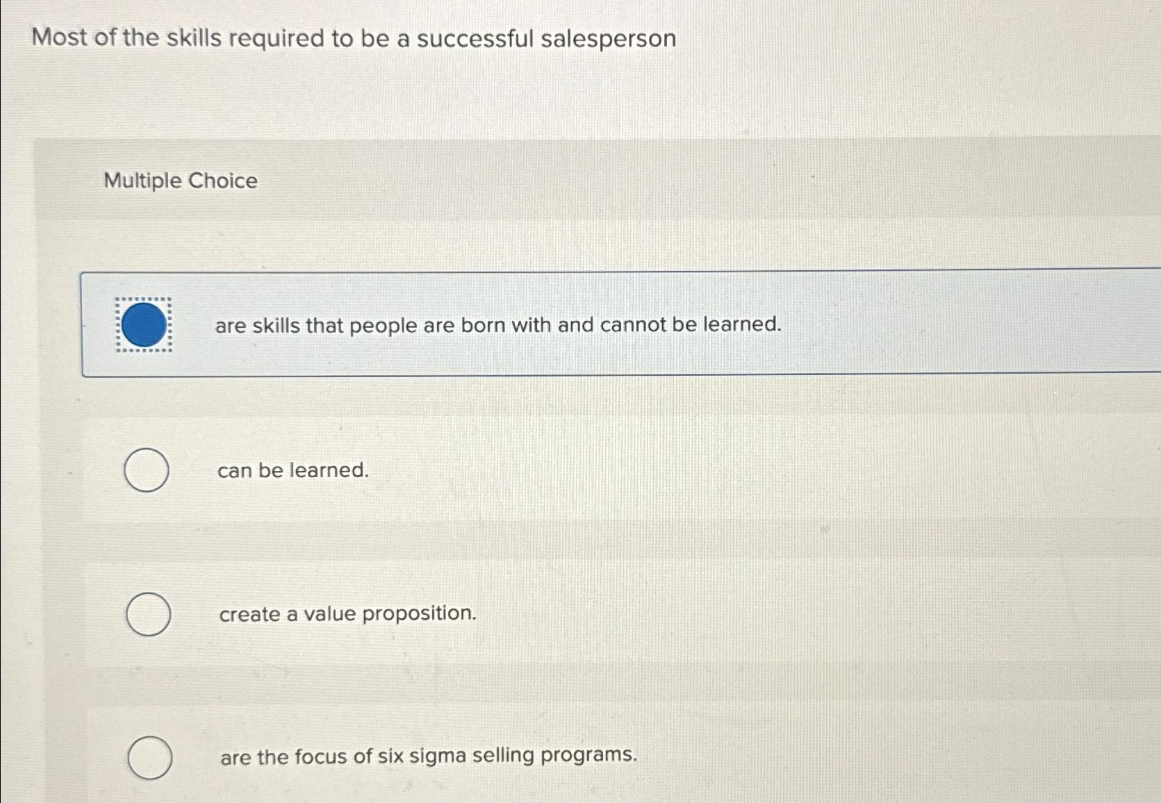 Solved Most of the skills required to be a successful | Chegg.com