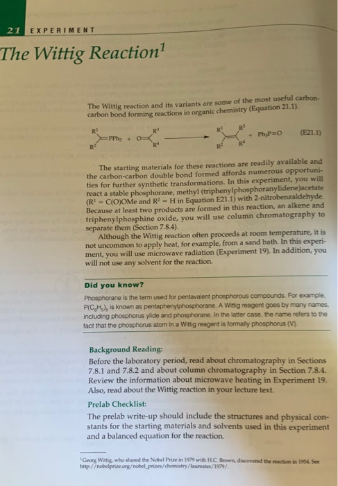 Solved Prelab 5: The Wittig Reaction 1. Calculate the | Chegg.com Solved Prelab 5: The Wittig Reaction 1. Calculate the | Chegg.com