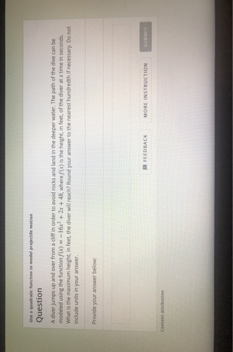 Solved Use a quadratic function to model projectile motion | Chegg.com