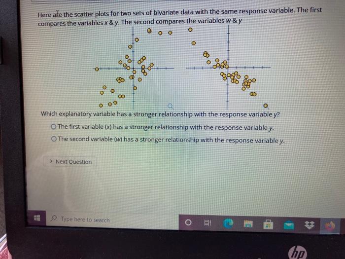 Solved Here are the scatter plots for two sets of bivariate | Chegg.com