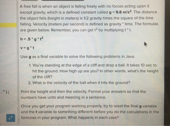 Solved A free fall is when an object is falling freely with | Chegg.com