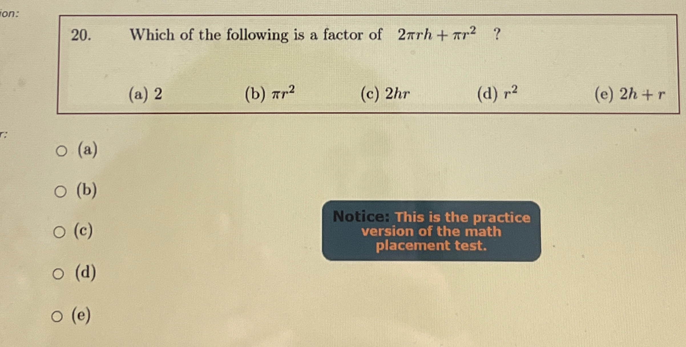 Solved Which of the following is a factor of | Chegg.com