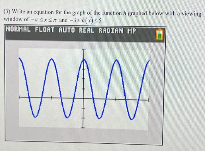 Solved (3) Write an equation for the graph of the function h | Chegg.com