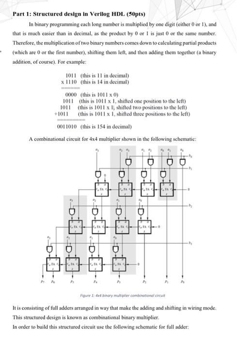 Solved Part 1: Structured design In Verllog HDL (50pts) In | Chegg.com