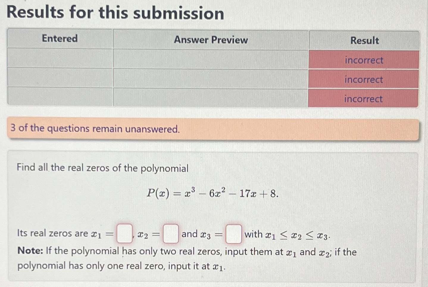 Solved Results for this submission\table[[Entered,Answer | Chegg.com