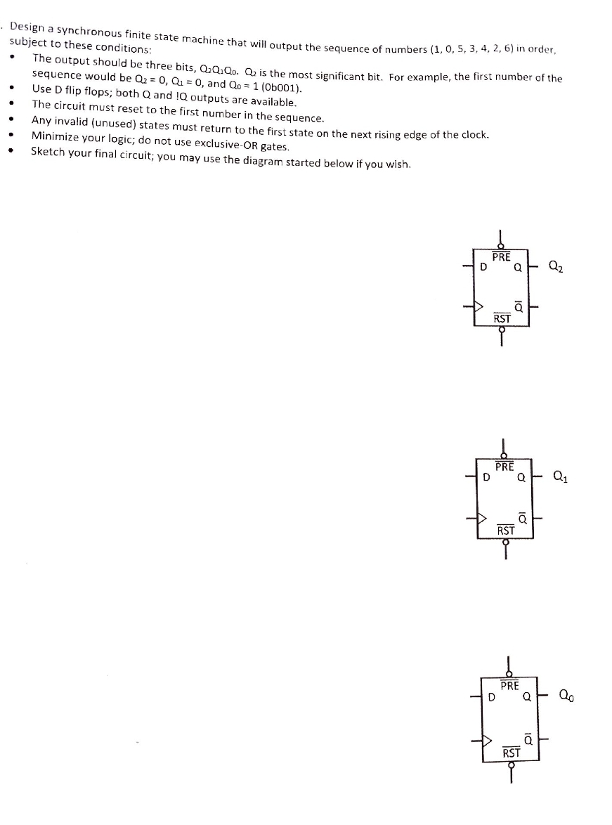 Solved Design A Synchronous Finite State Machine That Will