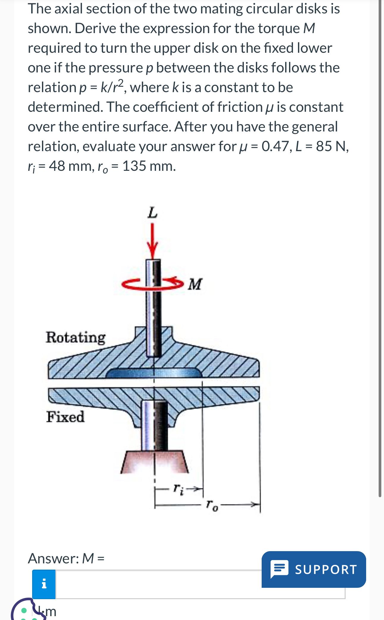 Solved The axial section of the two mating circular disks is | Chegg.com