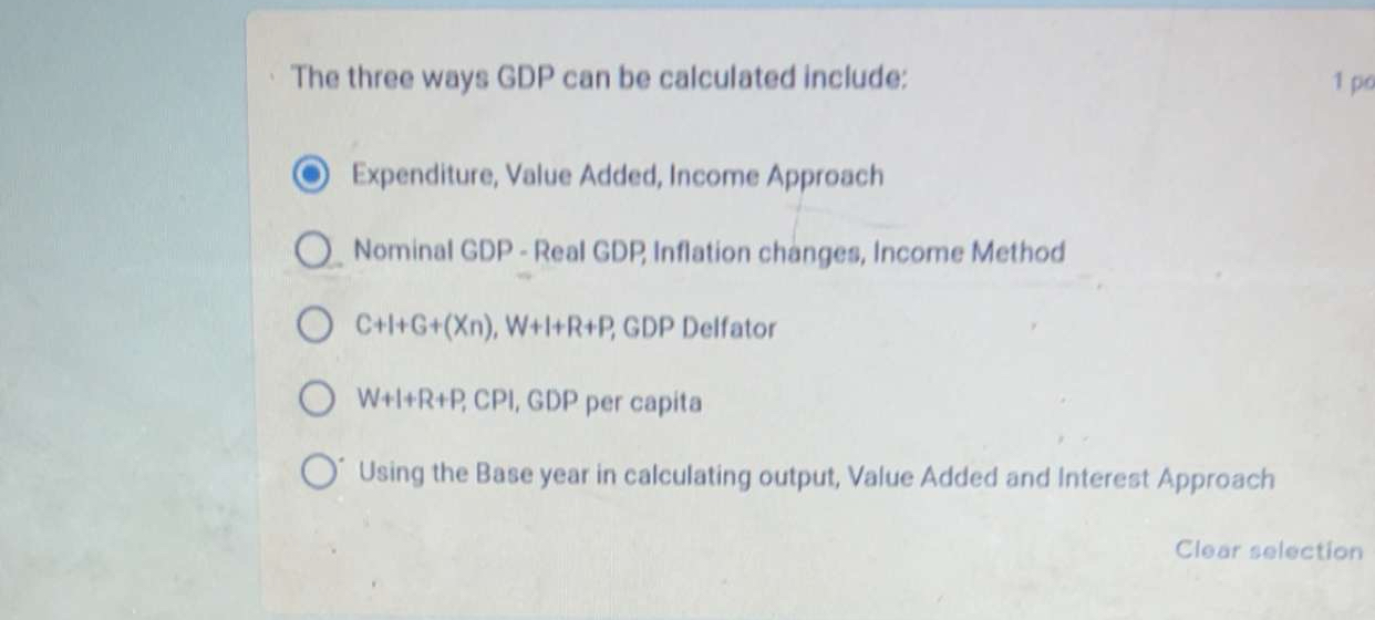 Solved The three ways GDP can be calculated | Chegg.com