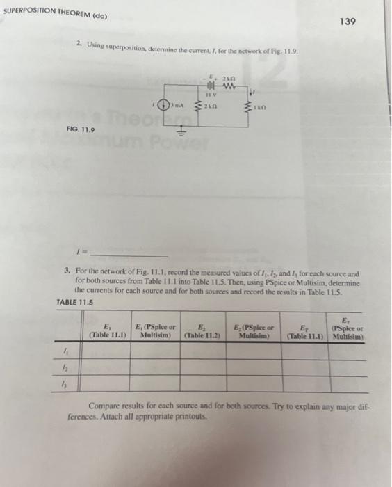 Solved 2. Using superposition, determine the current, 1, for | Chegg.com