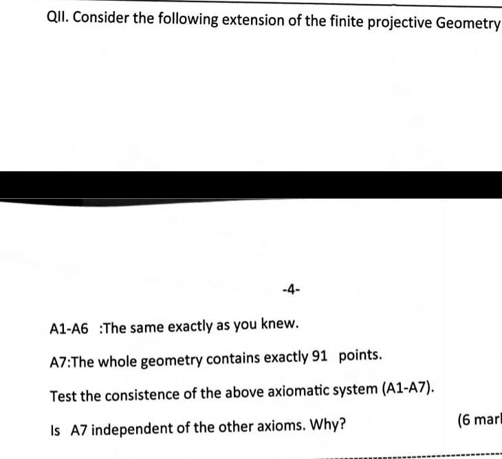 QII. Consider the following extension of the finite | Chegg.com