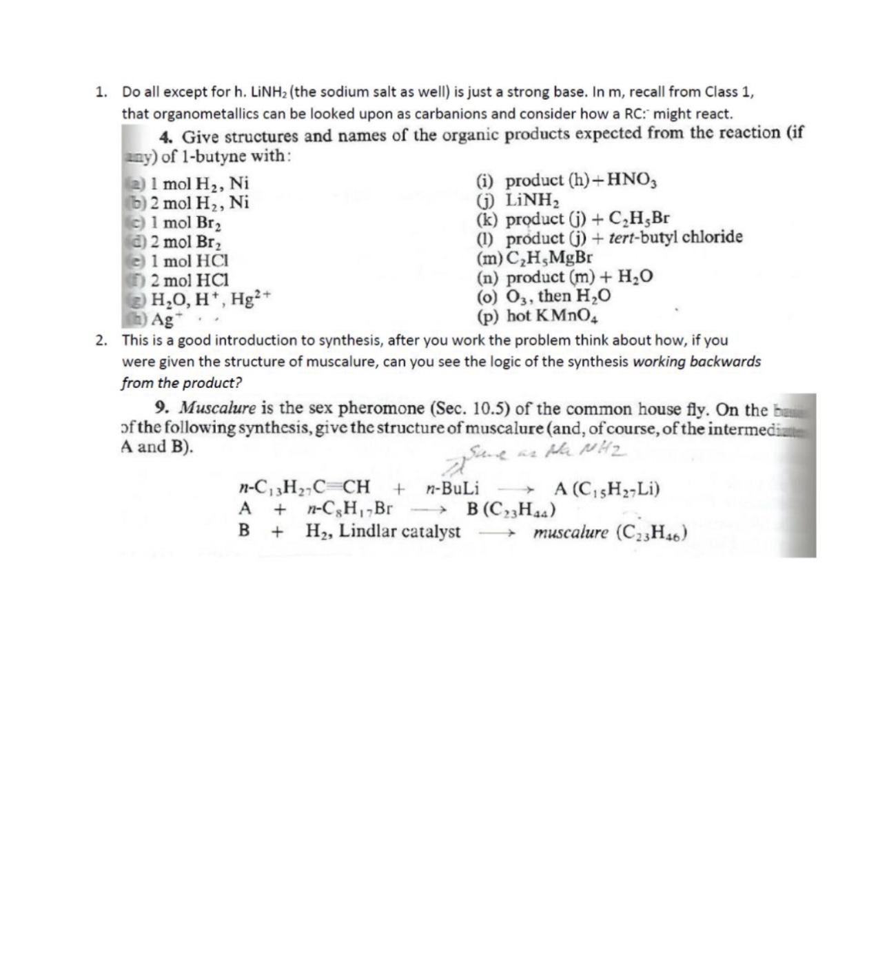 Solved Do all except for h. LiNH2 (the sodium salt as well) | Chegg.com