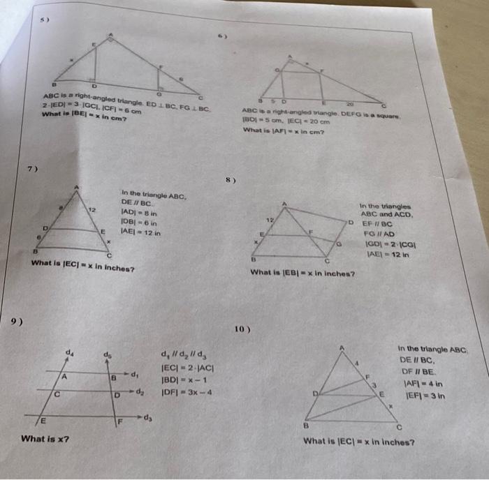 Solved 2−∣ED∣=3,∣CC∣,∣CF∣=6 cm. EO+BC,FG+BC. What is ∣BE∣=× | Chegg.com