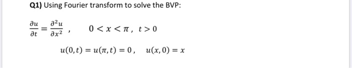 Solved Q1) Using Fourier transform to solve the BVP: at ax2 | Chegg.com