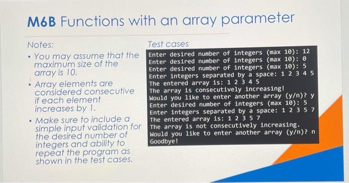 Solved M6B Functions with an array parameter 1. Write a void | Chegg.com