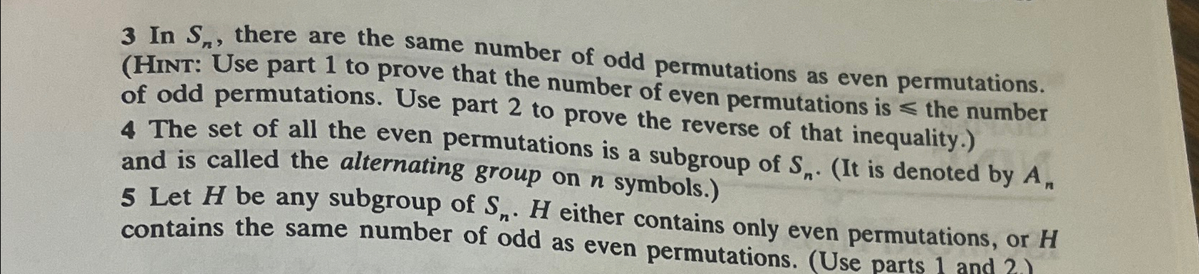 Solved 3 ﻿In Sn, ﻿there are the same number of odd | Chegg.com