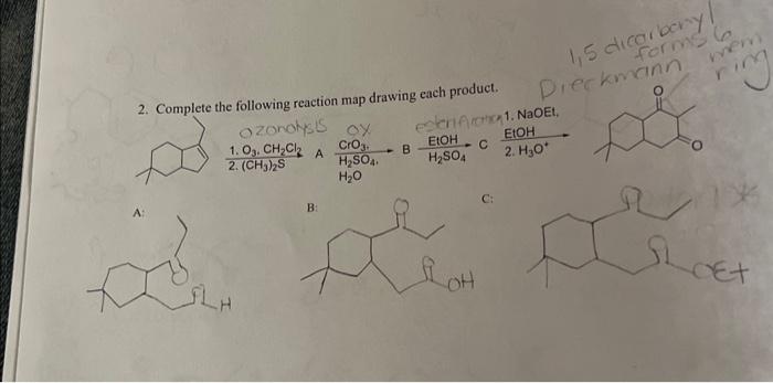 Solved 2. Complete the following reaction map drawing each | Chegg.com