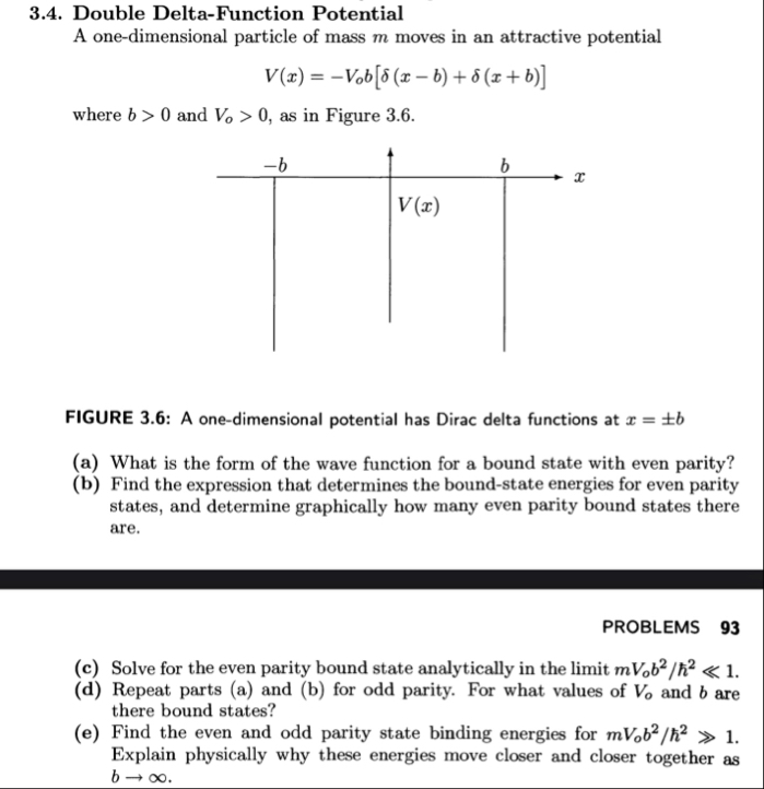 Solved 3.4. ﻿Double Delta-Function PotentialA | Chegg.com