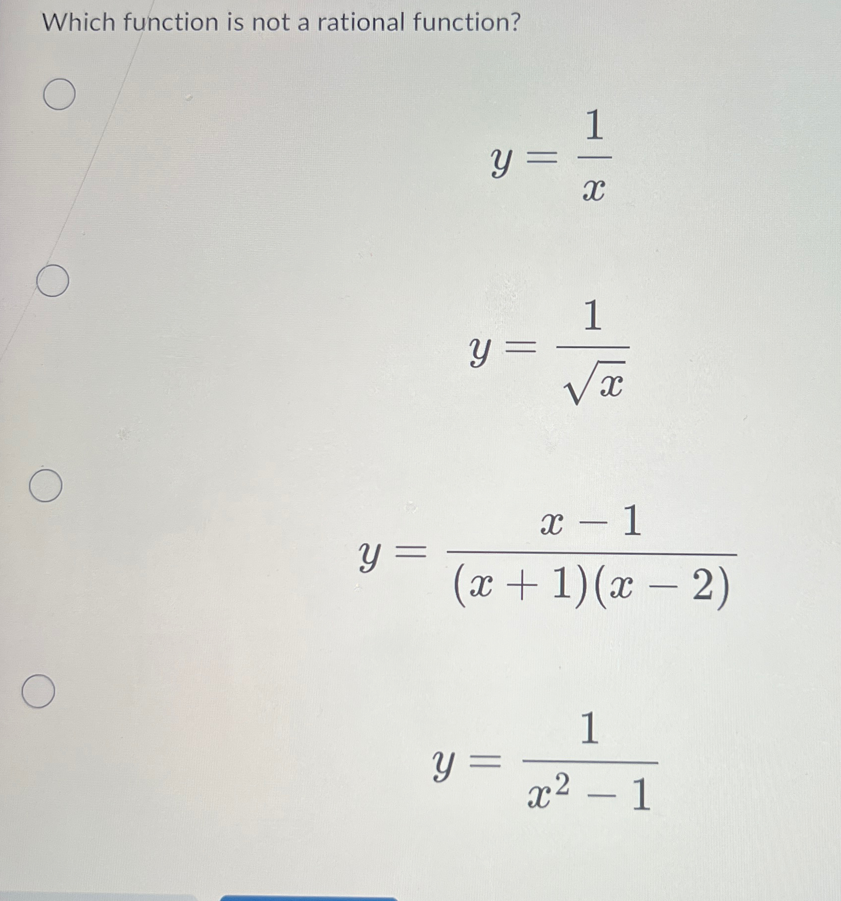 Solved Which function is not a rational | Chegg.com