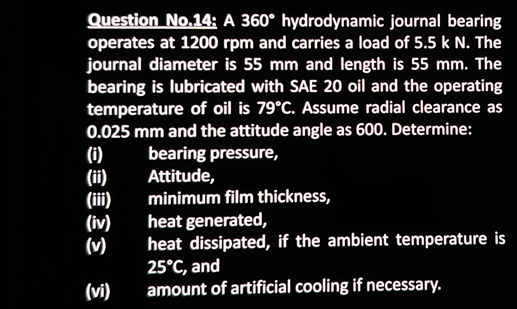 Solved Question No,14: A 360° ﻿hydrodynamic journal | Chegg.com
