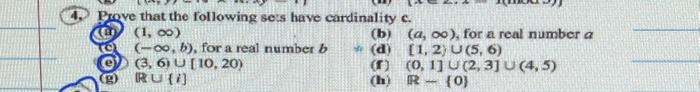 Solved Prove that the following sets have cardinality c. (1, | Chegg.com